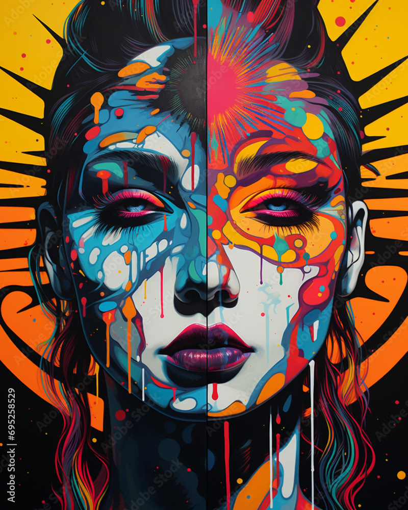 Vivid Depiction of an Animated Girl with Intricate Face Tattoos and ...