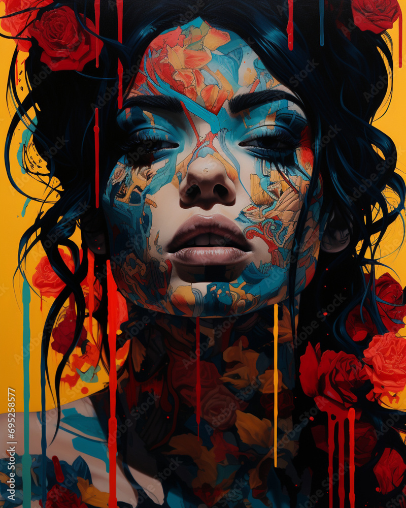 Vivid Depiction of an Animated Girl with Intricate Face Tattoos and ...