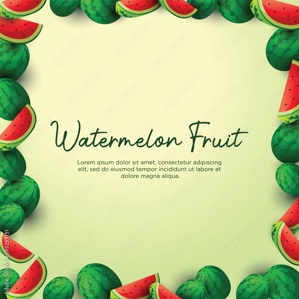 Watermelon fruit frame. Background design Stock Vector | Adobe Stock