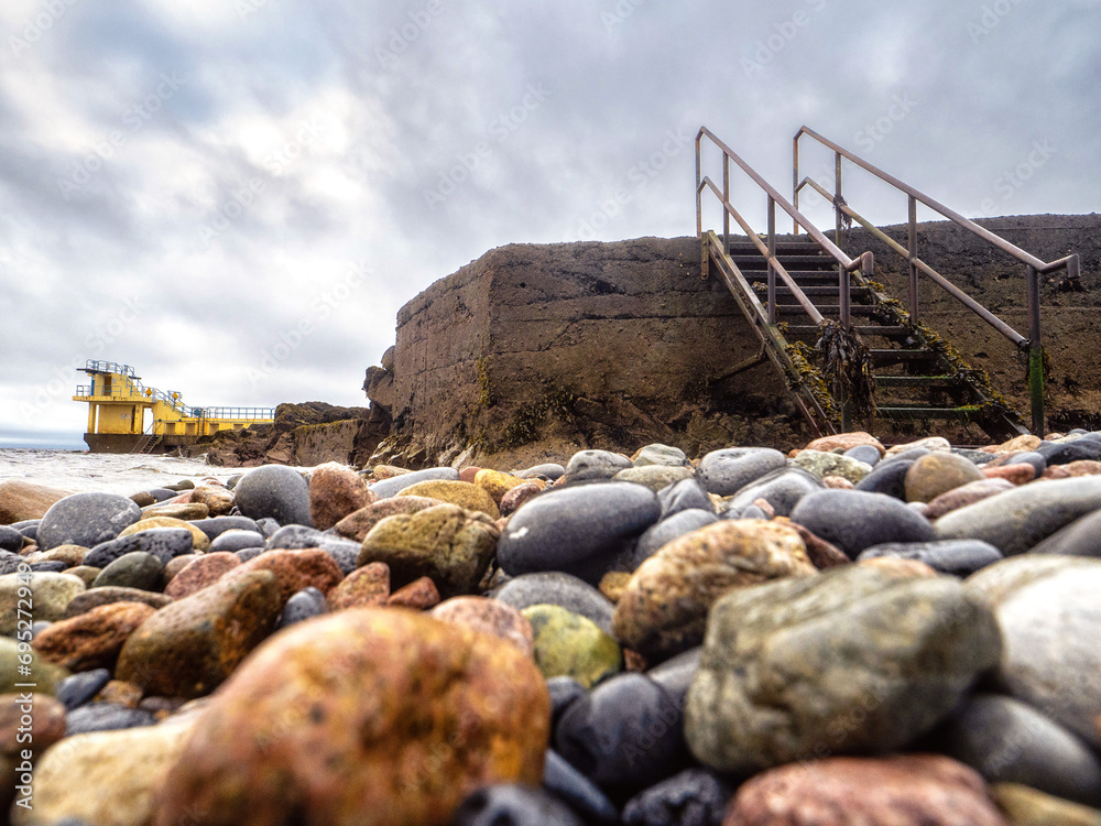 Ocean waves and rocks by Blackrock diving tower, Salthill area, Galway ...