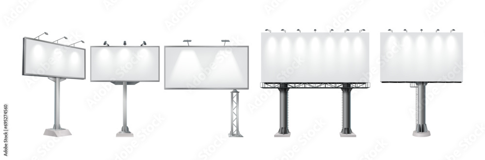 Roadside billboard types realistic vector illustration set. Large ...