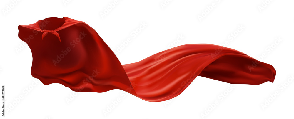 Flowing crimson superhero cape color vector realistic illustration ...