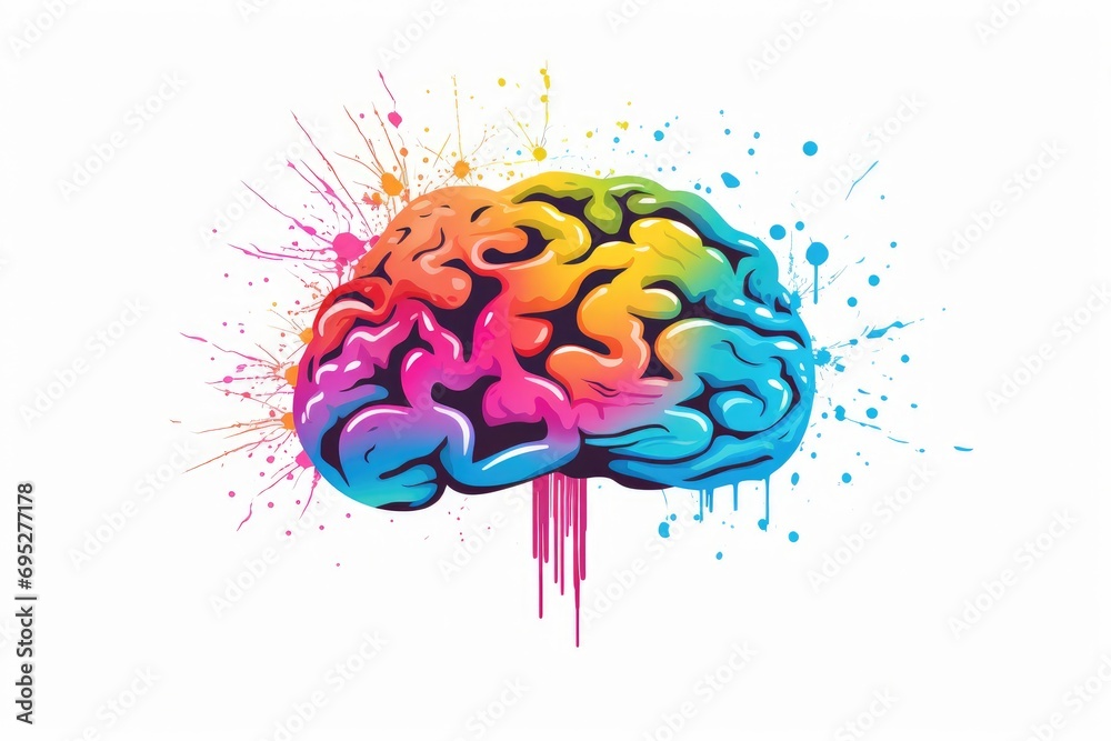 3D brain icon vector space illustration, cognitive science, educational ...