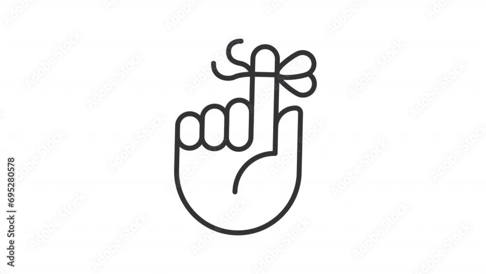 2D black simple thin line animation of reminder hand icon, HD video ...