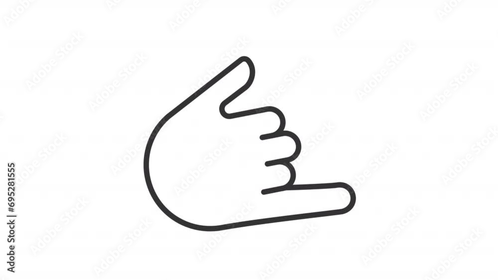 2D black simple thin line animation of call me icon, HD video with ...