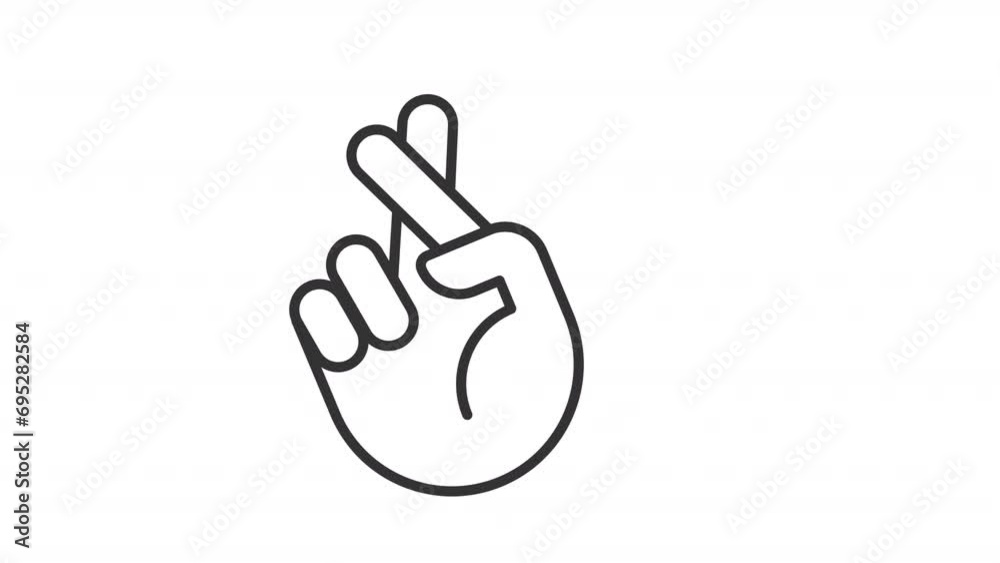 2D black simple thin line animation of good luck icon, HD video with ...