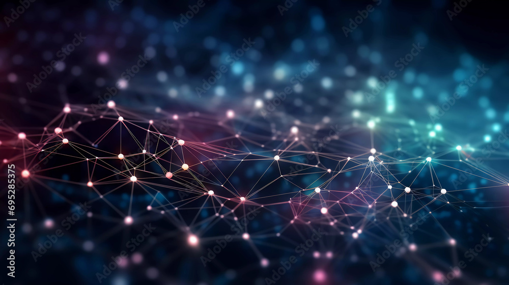 Abstract technology background of a quantum computing system with a cyber network grid and ...