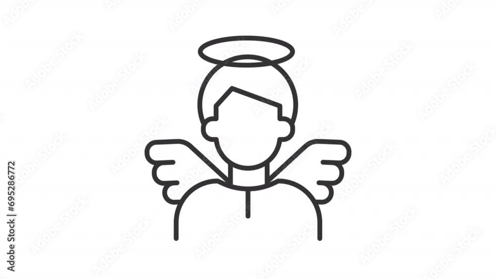 Vidéo Stock 2D black simple thin line animation of innocent icon, HD ...