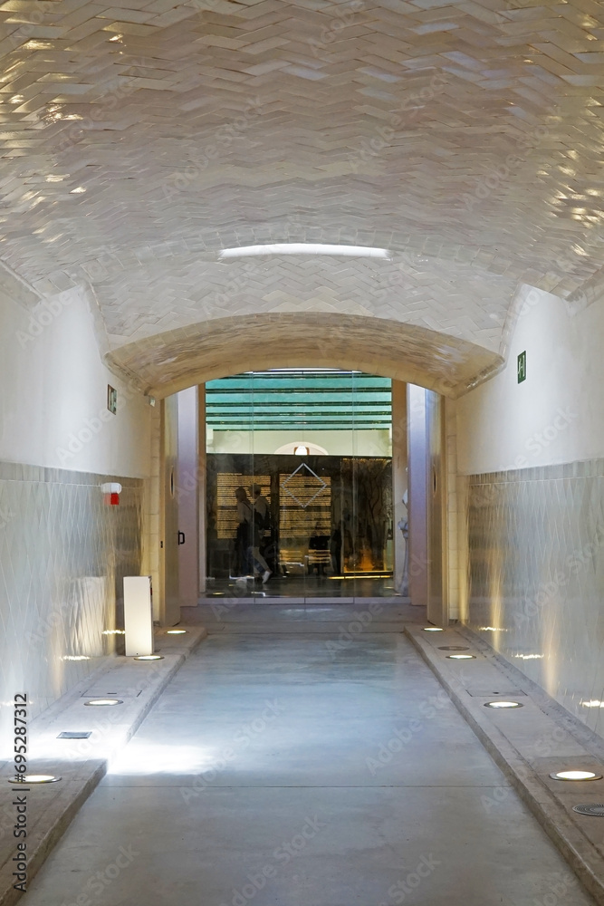 Interior hallway architecture design of 'Hospital de la Santa Creu i ...