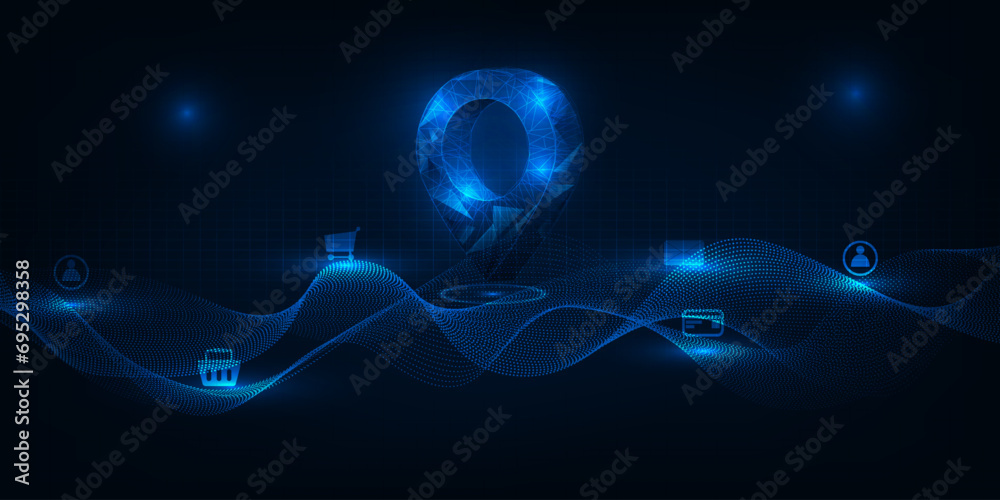 Location world wire in digital hi tech theme blue e commerce technology ...