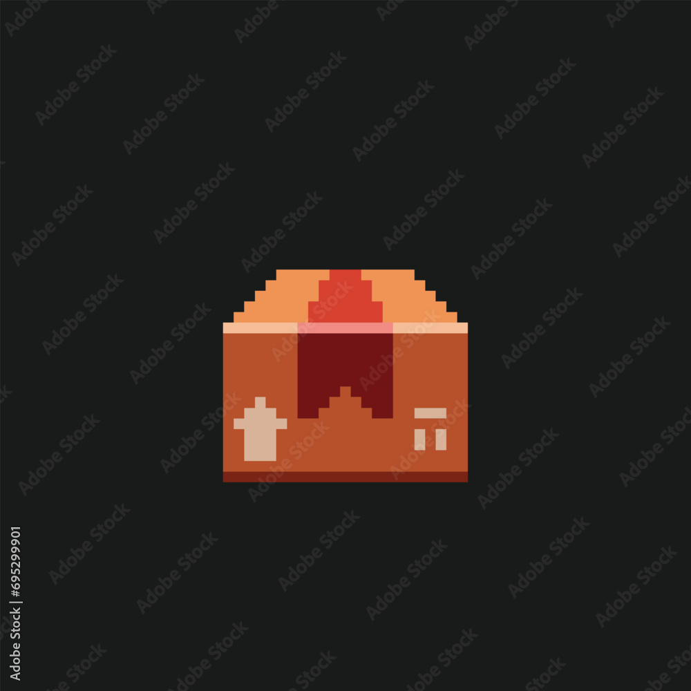 this is box icon in pixel art with simple color and black background ...