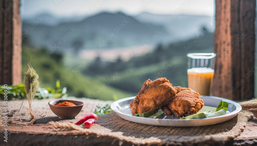 Copy Space image of Fried and Crispy Chicken Gizzards on a Rustic ...