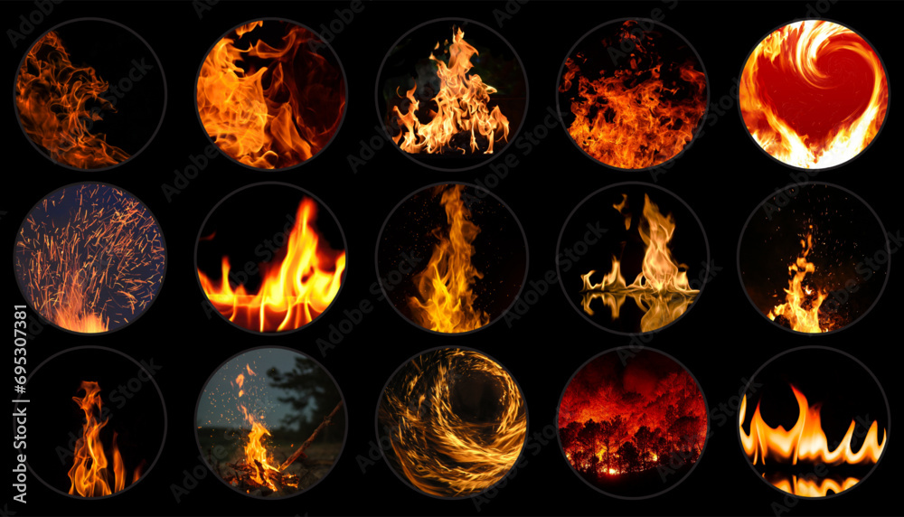 fire and flames Highlights for Social Media. Abstract icons for social ...
