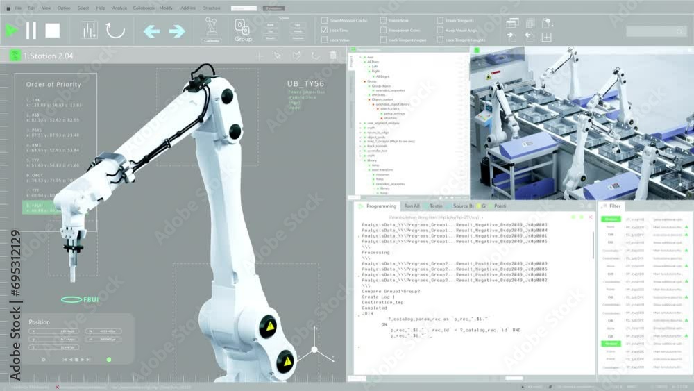 Mock-up User Inerface Robot Arm Factory Production Manufacturing ...