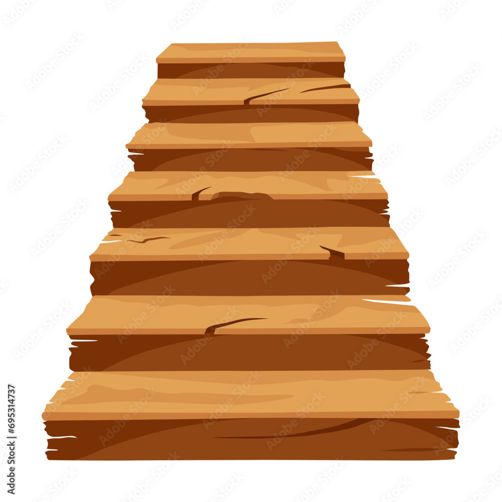 Game castle stairs in cartoon style. Medieval ancient ladder flights ...