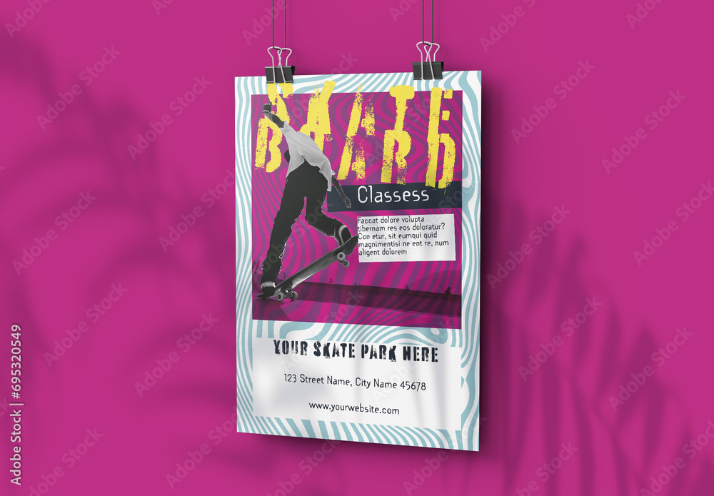 Skateboard Classes Poster Layout Stock Template | Adobe Stock