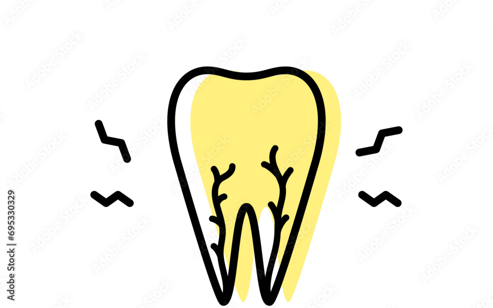Dental: image icons of toothache and wisdom teeth, simple line drawing ...