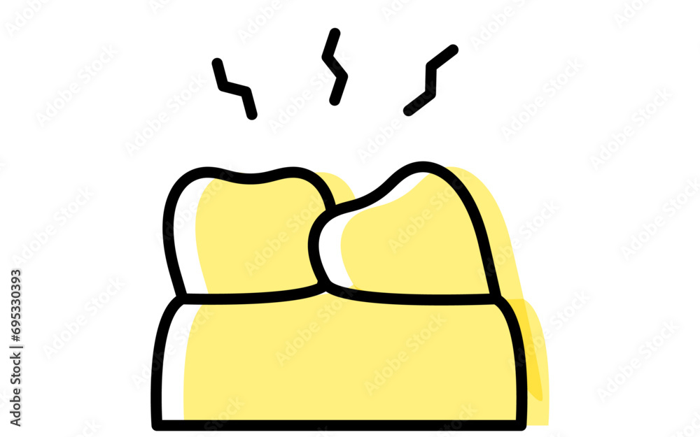 Dental: image icons of toothache and wisdom teeth, simple line drawing ...