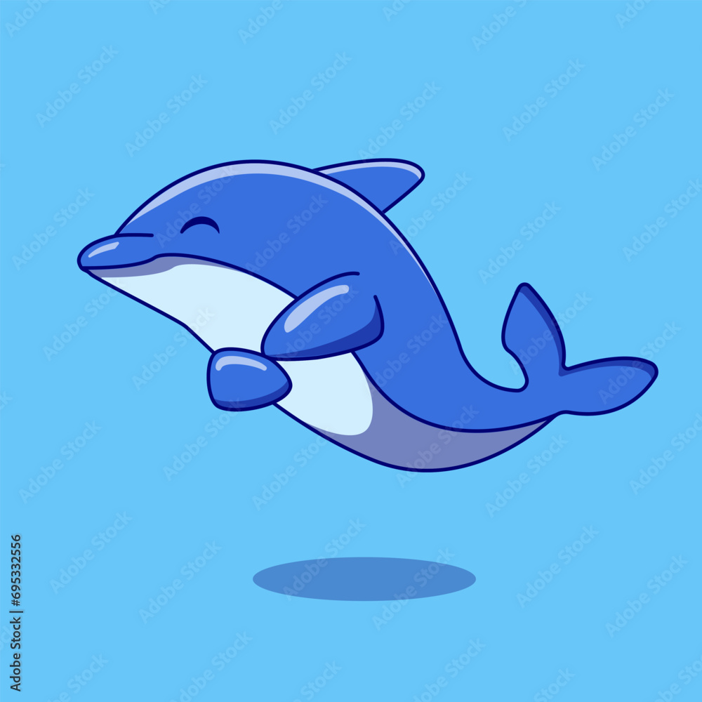cute dolphin fish cartoon vector icon illustration animal nature icon ...