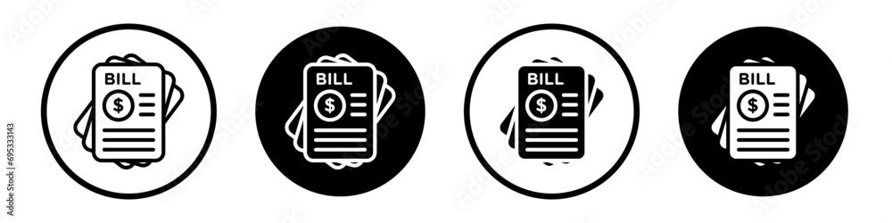 Stack of bills icon set. office phone bill receipt vector symbol ...