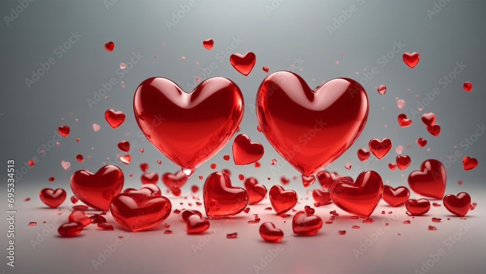 heart with bloodRed pair of hearts. Realistic 3d design, two hearts ...