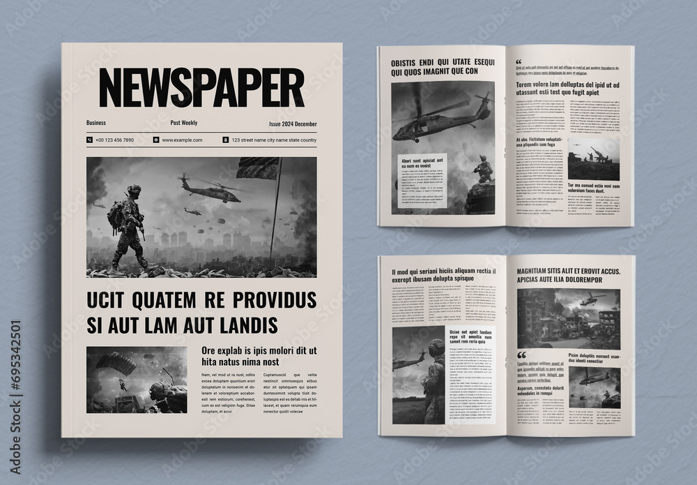 Vintage Newsletter Magazine Design Layout Stock Template | Adobe Stock