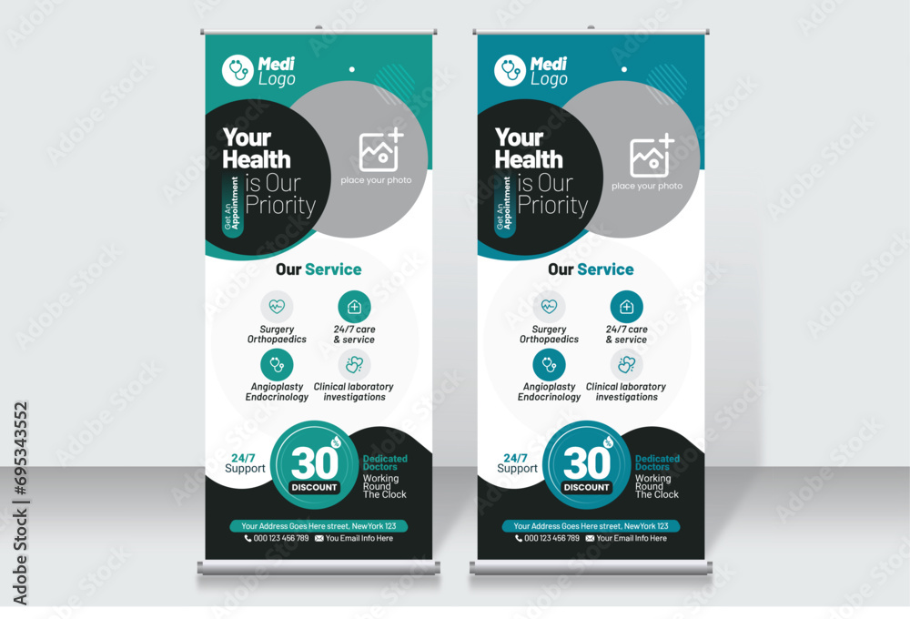 Vector Health care Medical Roll up Banner Template Design Stock Vector ...
