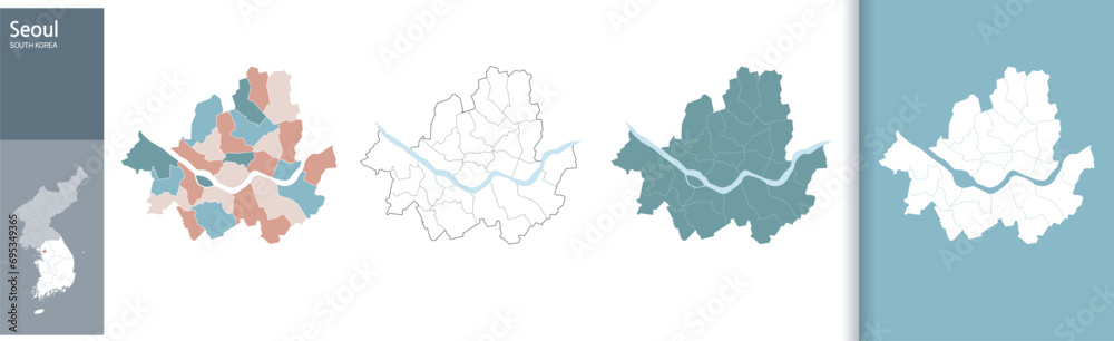 High resolution illustration of Seoul city map of South Korea Stock ...