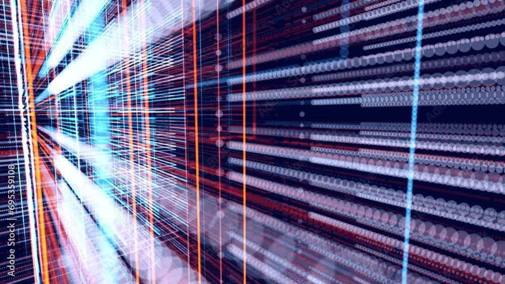 vj loop abstract sci-fi bg glow particles form lines. Hi-tech info ...