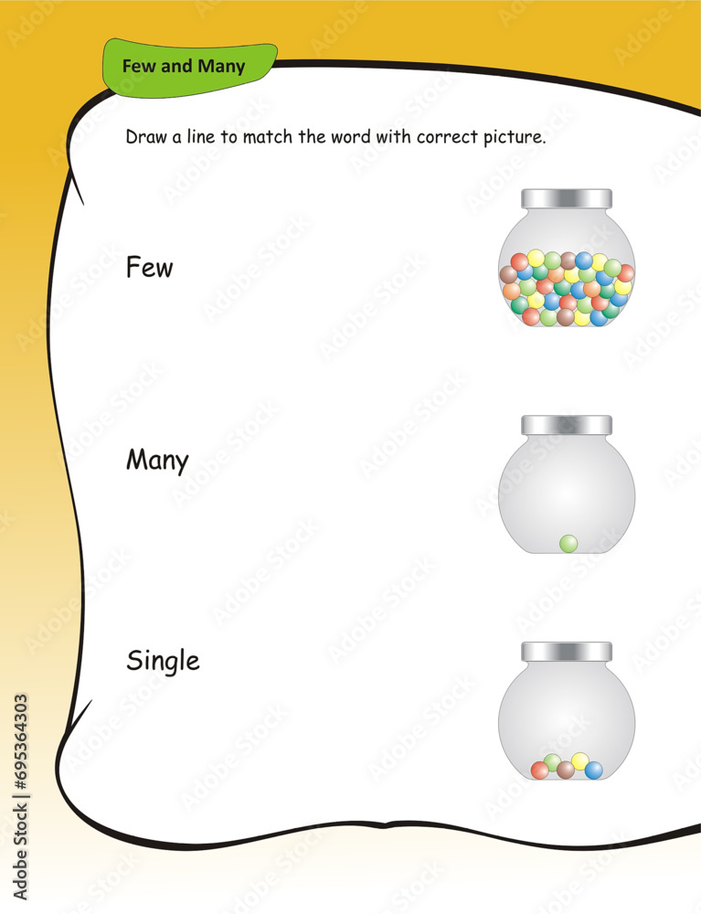 Few and many. Matching words with correct picture activity worksheet ...