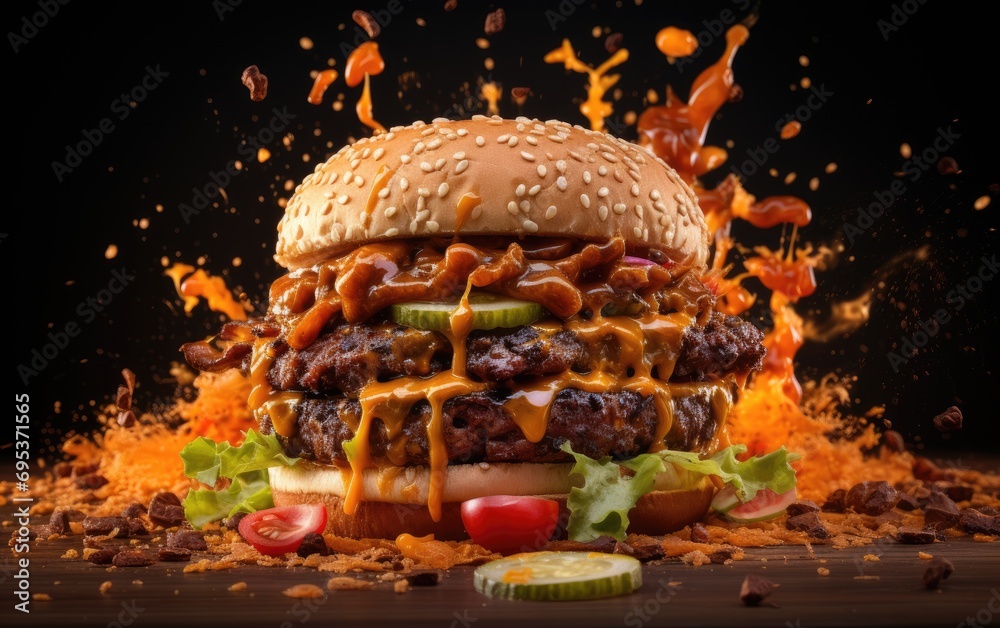 An exploding bar-b-q, smash, exploding, taste, favor, coal, fire ...