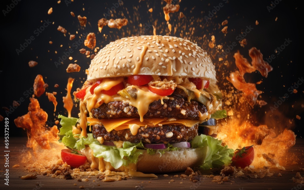 An exploding bar-b-q, smash, exploding, taste, favor, coal, fire ...