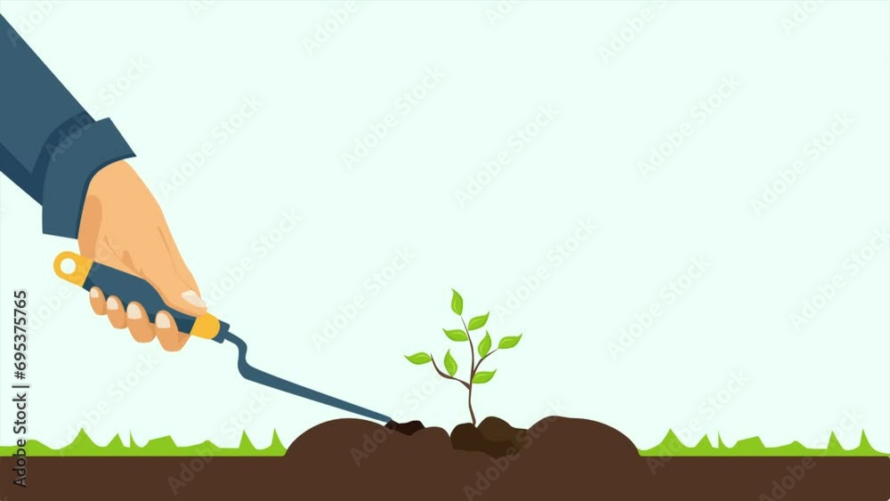 Vidéo Stock Plantation vector. Two people planting a tree sapling with ...