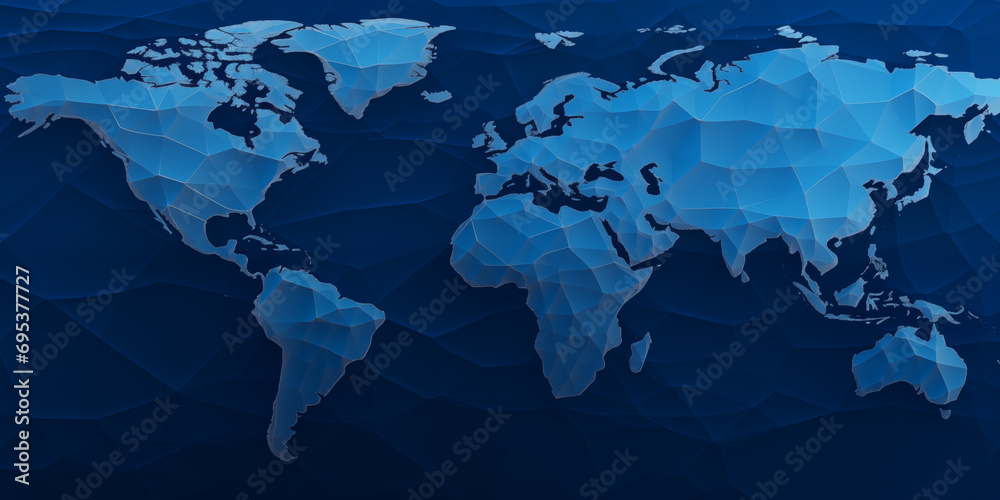 Blue World Map - International Connectivity, Global Business, World ...