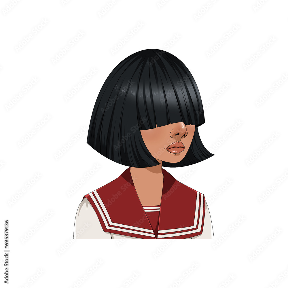 Sadako Japanese ghost cartoon character clipart for Halloween Stock ...
