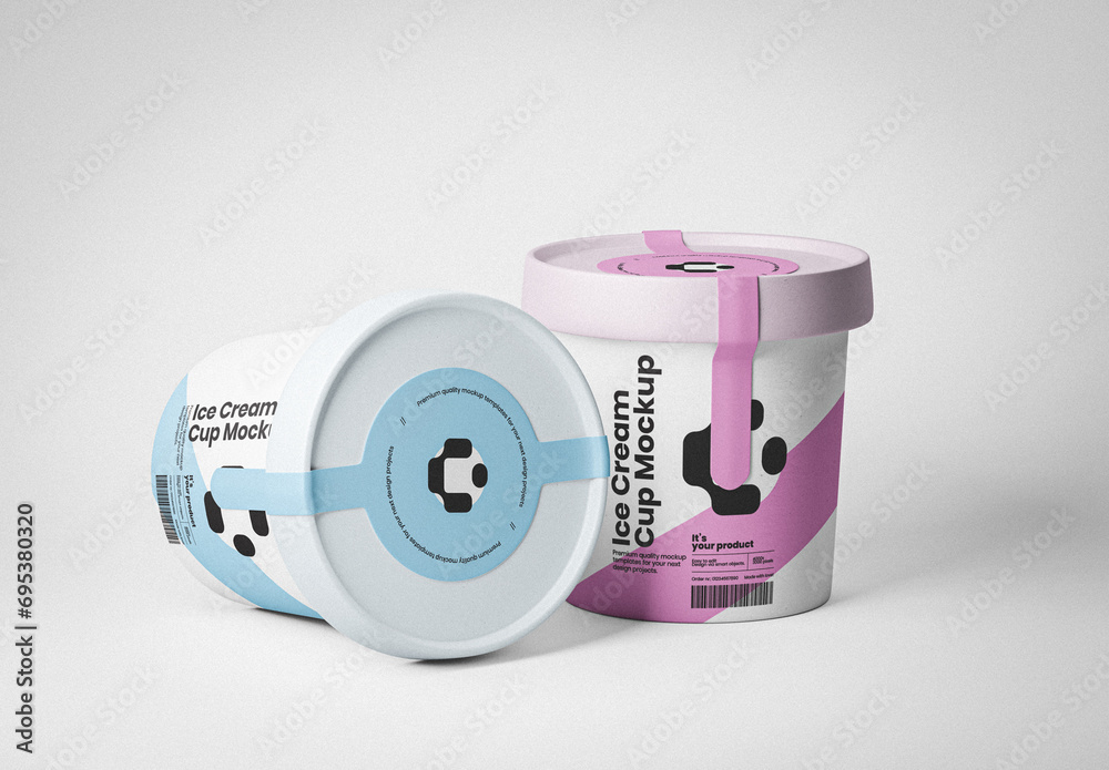 Customizable Ice Cream Cups Mockup Stock Template | Adobe Stock
