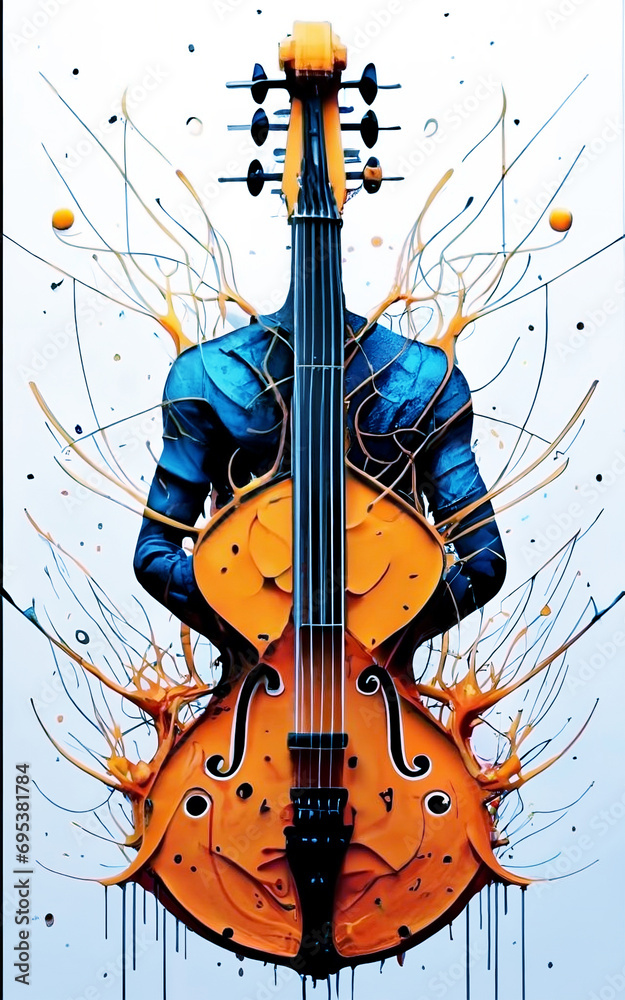 violin and bow.Close up of a Create a visually captivating minimalist ...