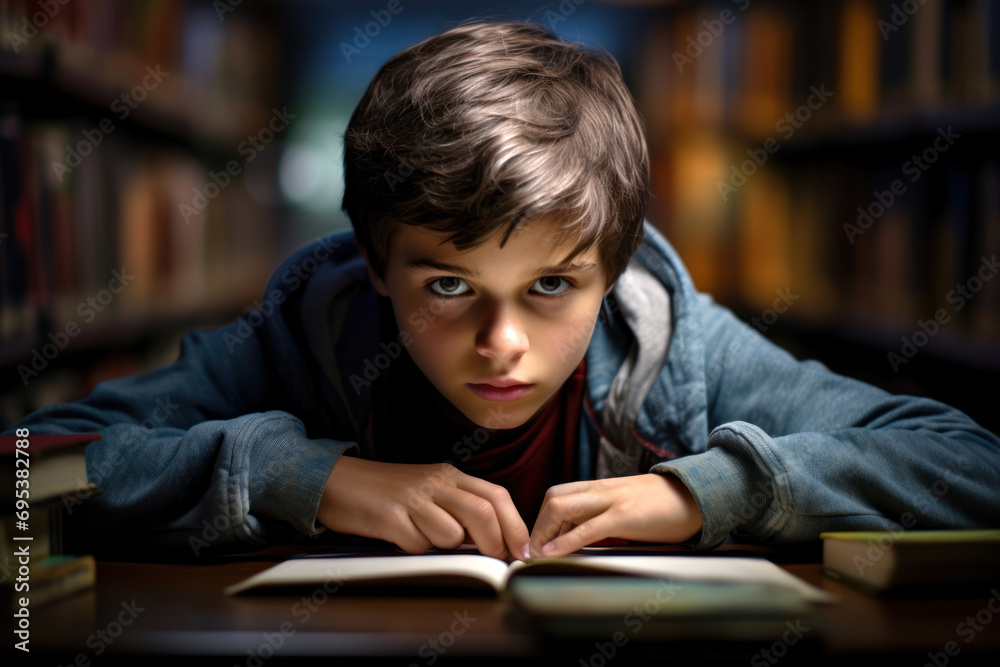 The anguish of an 11-year-old Caucasian boy, tears streaming down his ...