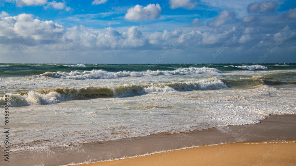 Panoramic view of North Sea beach in Westerland Sylt on the German ...