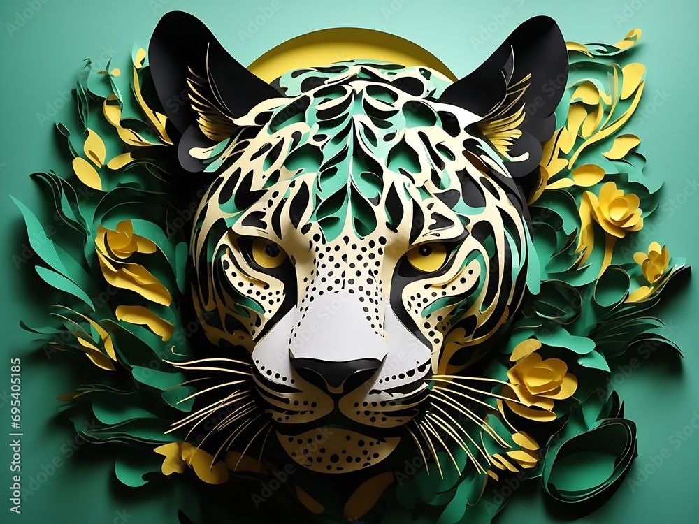 Tiger head with pattern. Create a big Jaguar head, Black with piercing ...