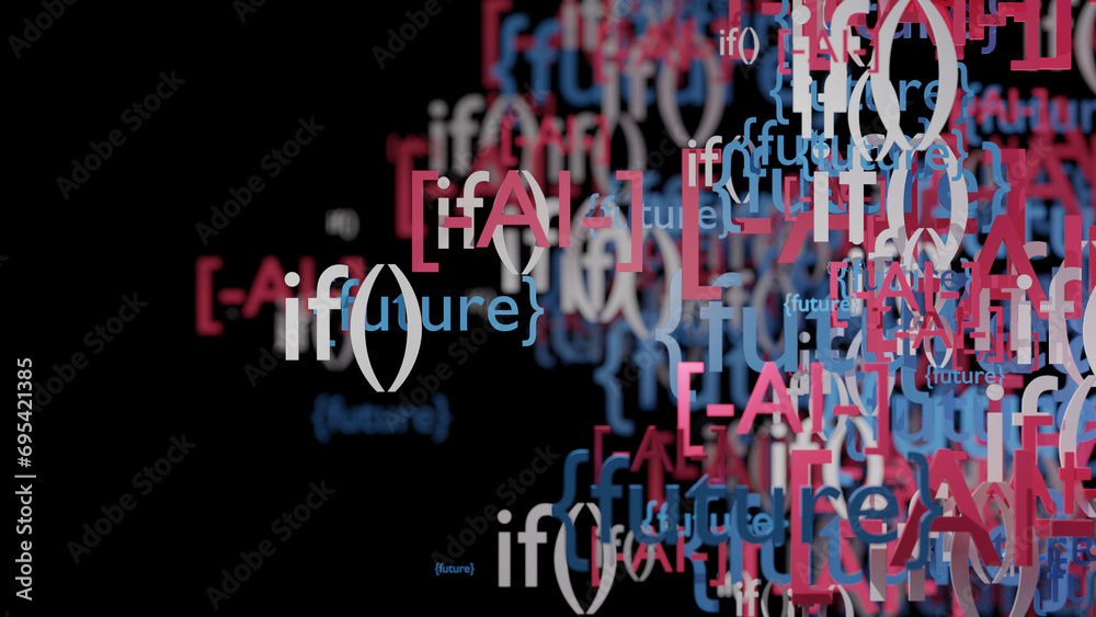 Tech future coding syntax image. If AI is our future? Text, on a black ...