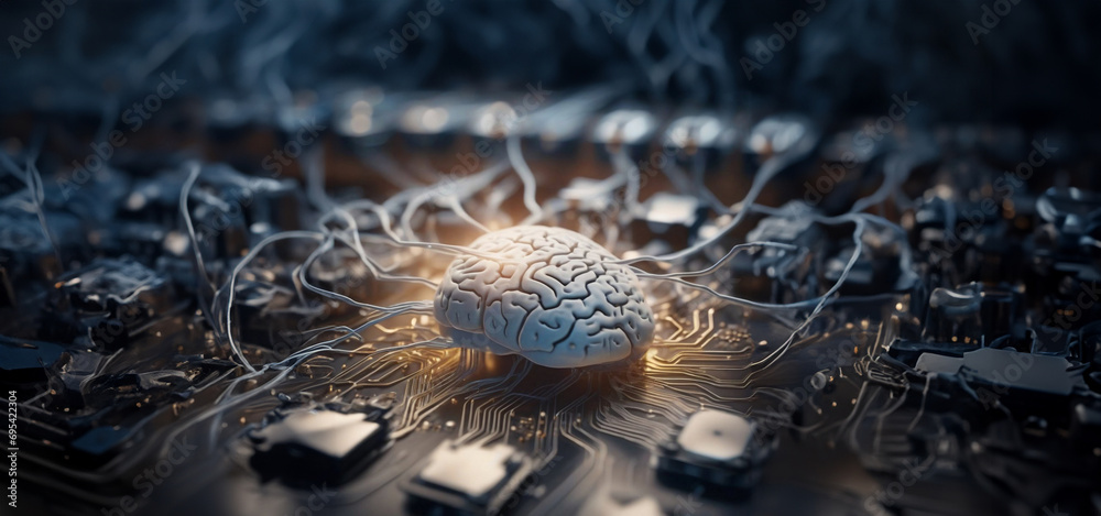connecting the brain to a microcircuit and processor chip, the concept ...