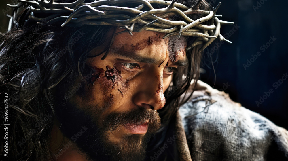 The path of Jesus through the crowd of unbelievers to Calvary. Jesus ...