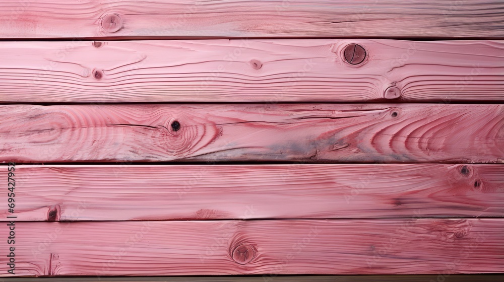 A rustic pink plank stands out among a sea of wooden lumber, evoking ...
