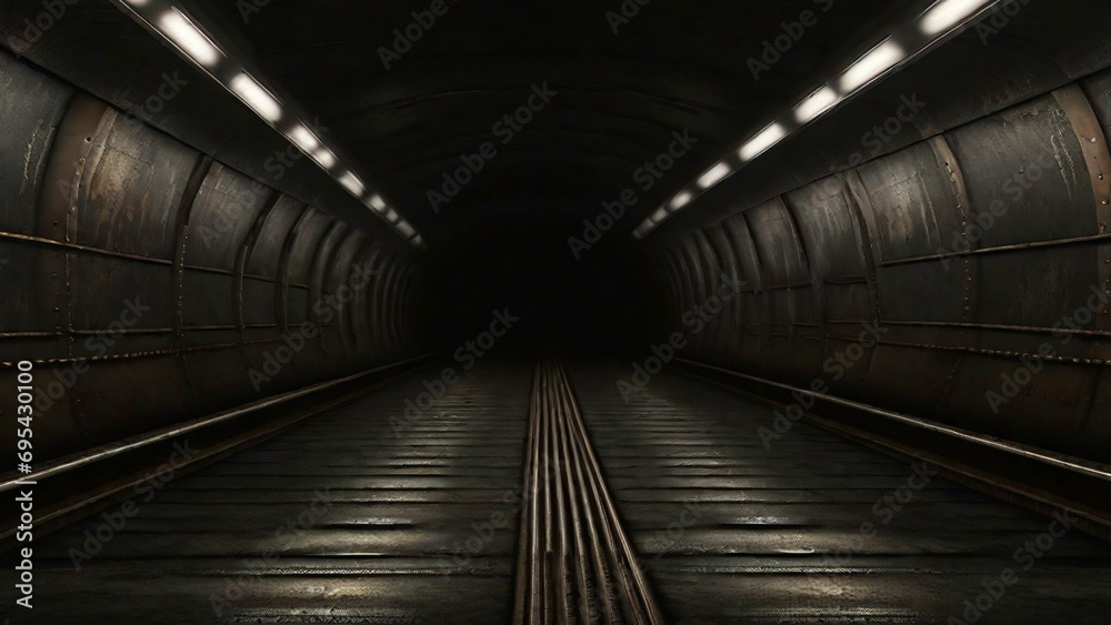 3d render of the underground tunnel with light at the end of the tunnel ...