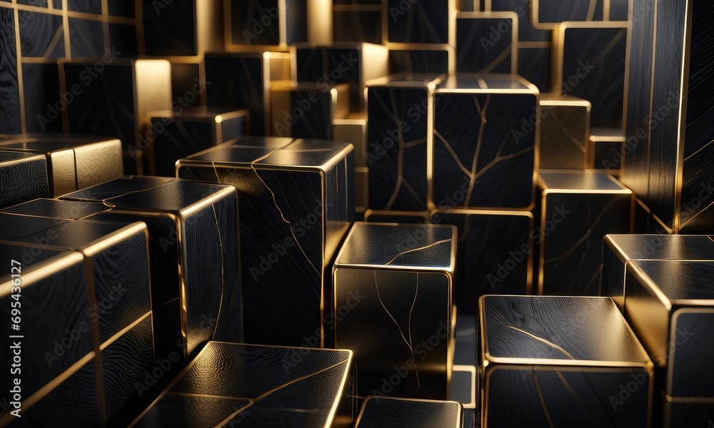 nordic modern black and golden art. 3d abstract black trunk wallpaper ...