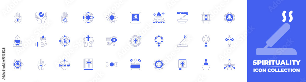 Spirituality icon collection. Duotone style line stroke and bold ...