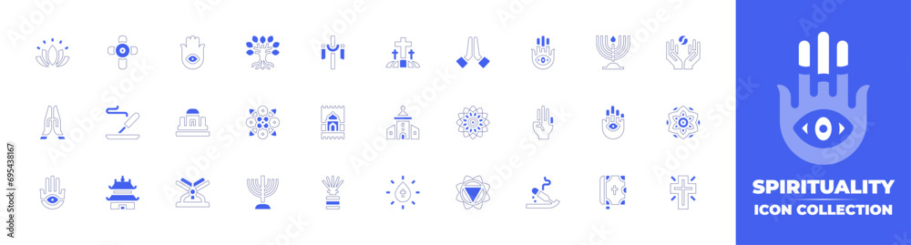 Spirituality icon collection. Duotone style line stroke and bold ...