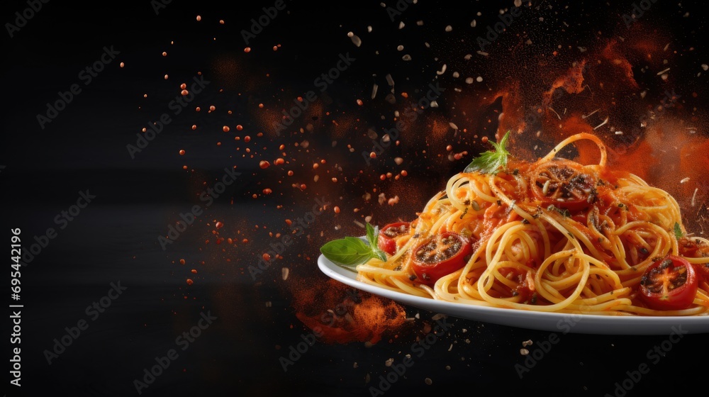 Spaghetti advertisement menu banner with copy space area. Spaghetti ...