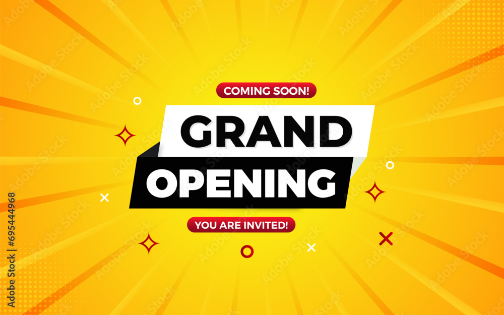 Grand opening sale poster sale banner design template with orange and ...